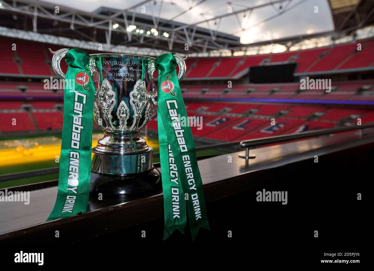 A view of the EFL Trophy on display at Wembley Stadium, London Stock ...