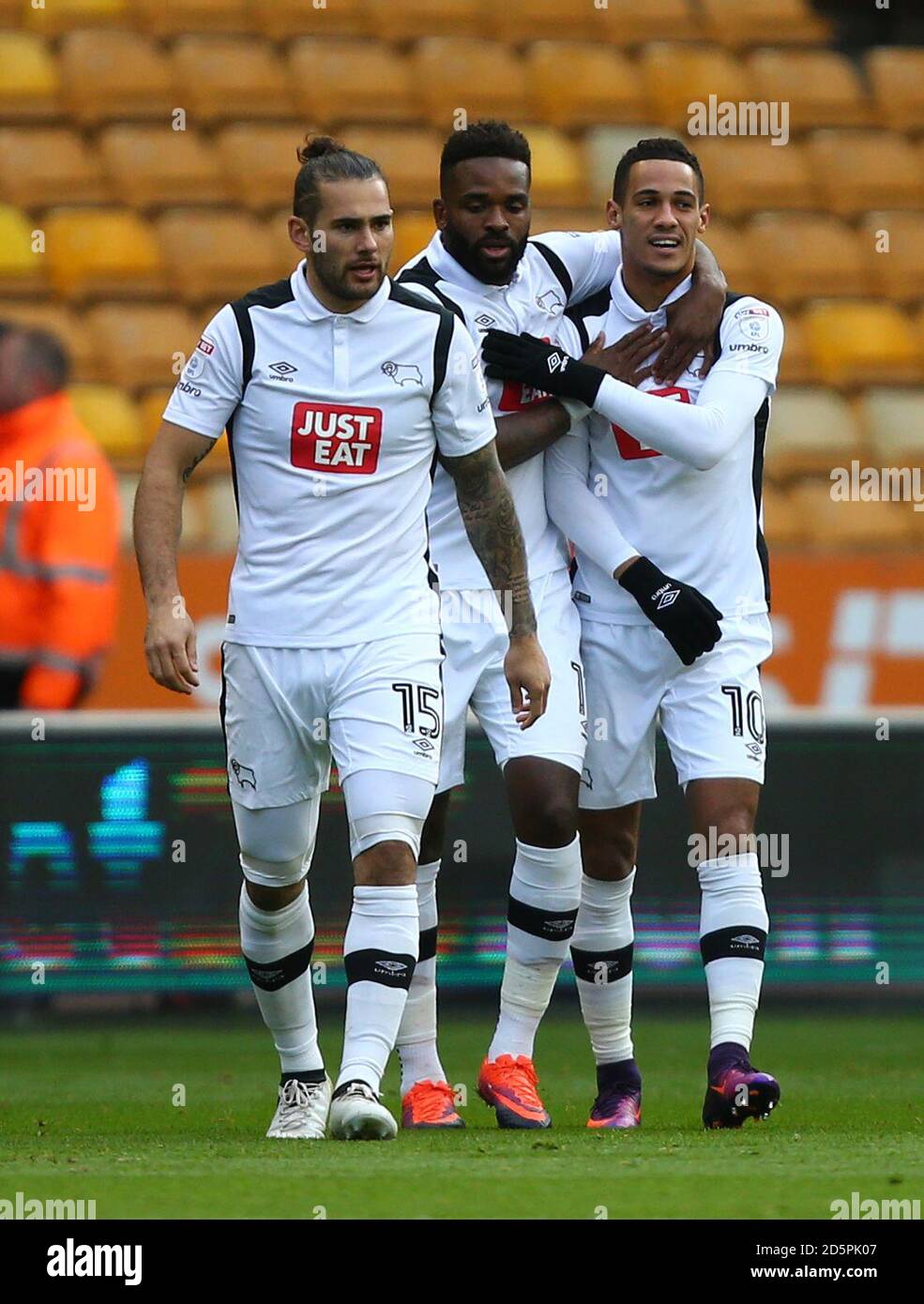 Derby County's Thomas Ince, right, celebrates scoring the first goal of ...