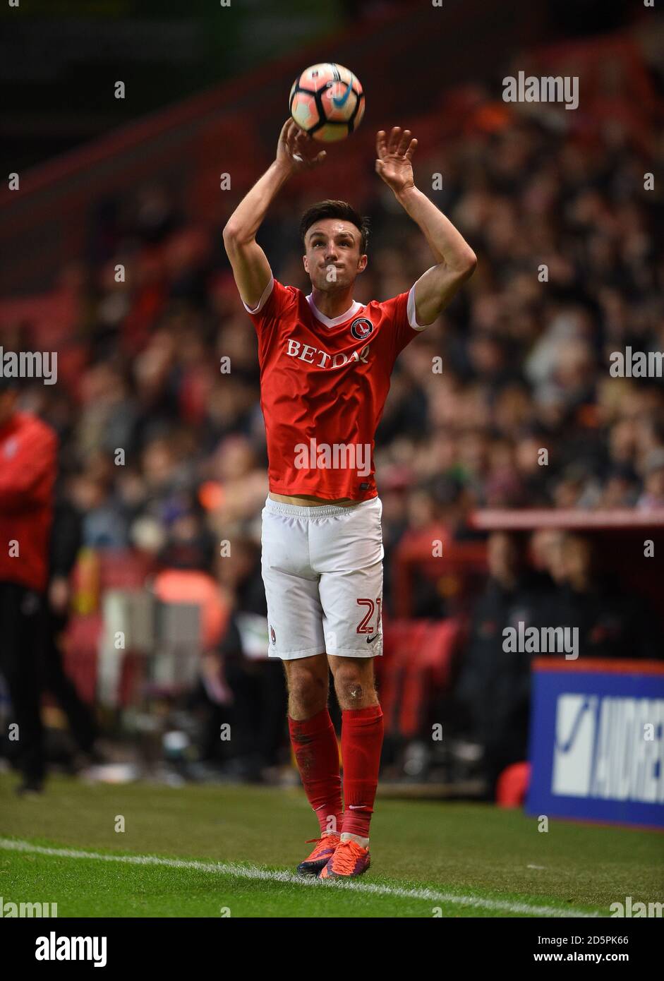 Charlton Athletic's Morgan Fox takes a throw in Stock Photo - Alamy