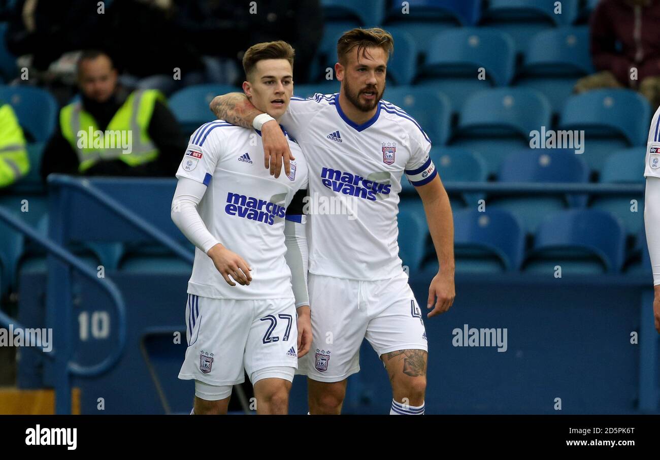 Ipswich Town's Tom Lawrence with Ipswich Town's Luke Chambers Stock ...