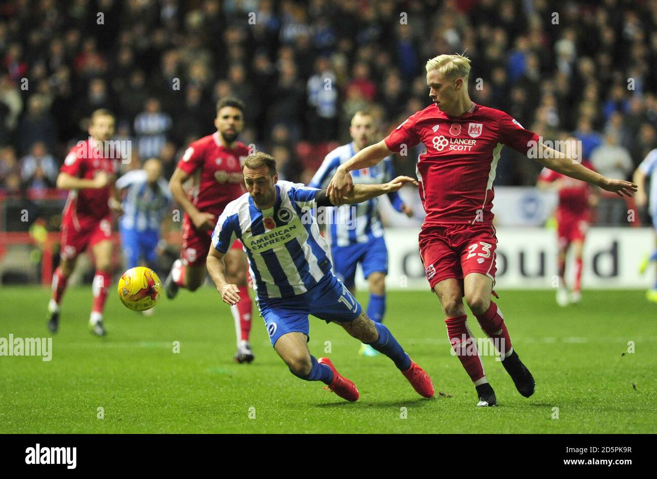 Bristol City's Hordur Magnusson and Brighton & Hove Albion's Glen ...