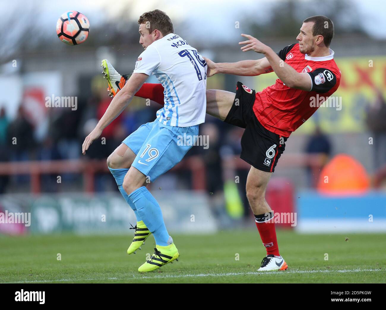 Morcambe's Dean Winnard and Coventry City's Jack Mcbean Stock Photo - Alamy