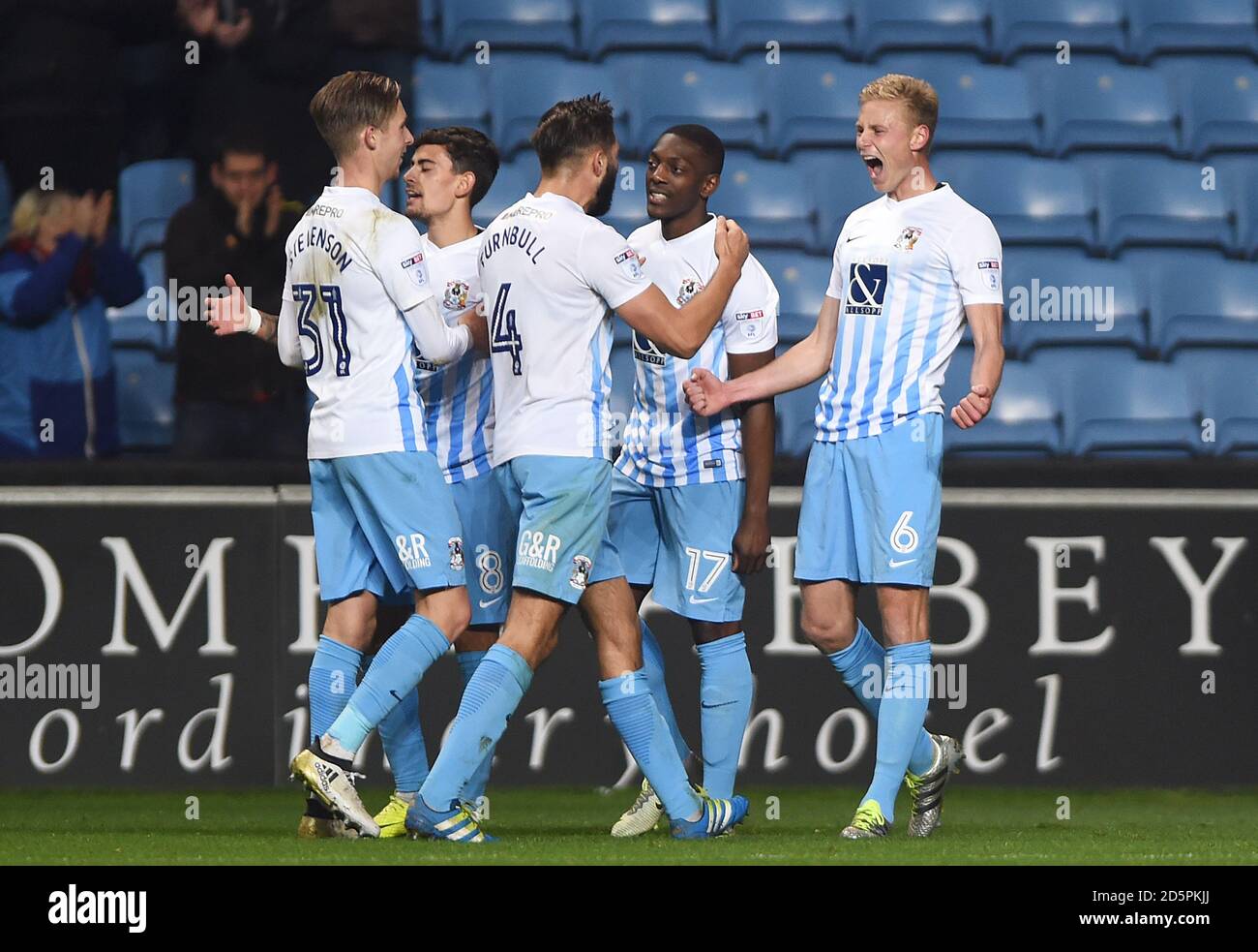 Coventry City's Andy Rose (right) celebrates scoring his side's second ...