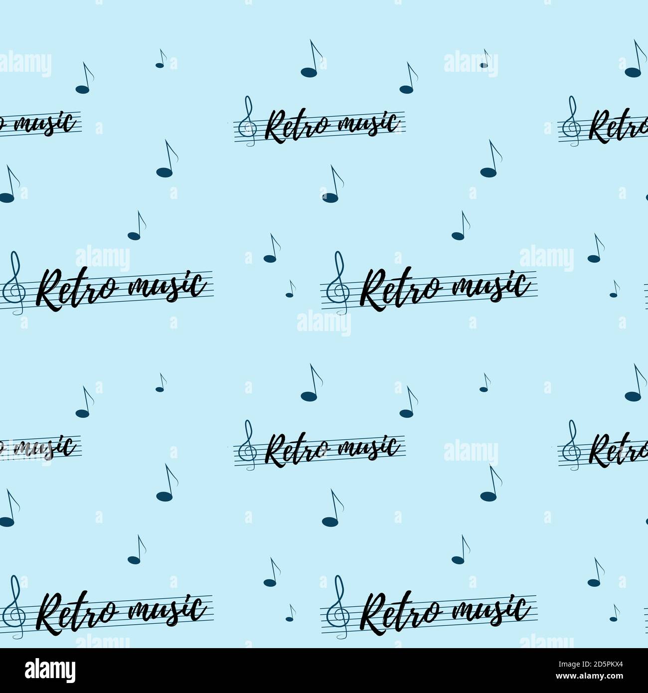 Seamless background with notes and strings. Retro music. Vector Stock ...