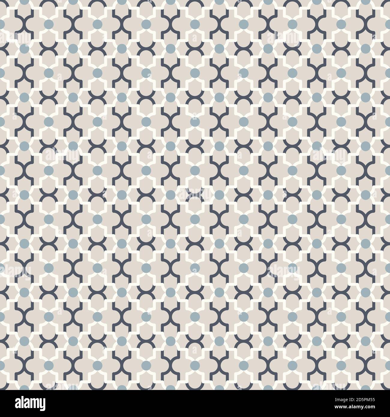 Abstract lattice pattern with dots and quatrefoil shapes in simple ...
