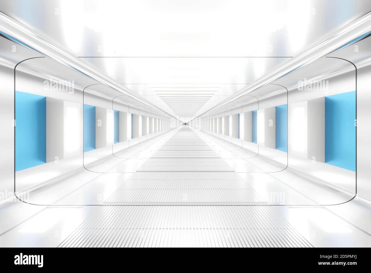 3D Illustration of a Spaceship interior, corridor, gangway or space ...