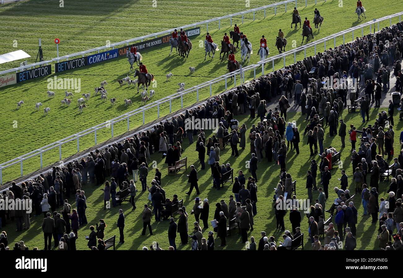 A hunt parade on the course during the Countryside Day of The Open at ...