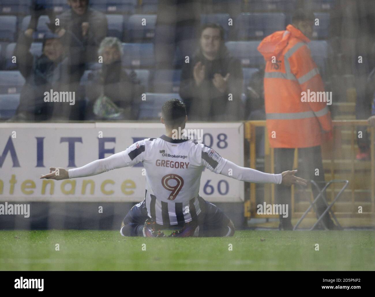 Millwall's Lee Gregory celebrates scoring his team's third goal Stock ...