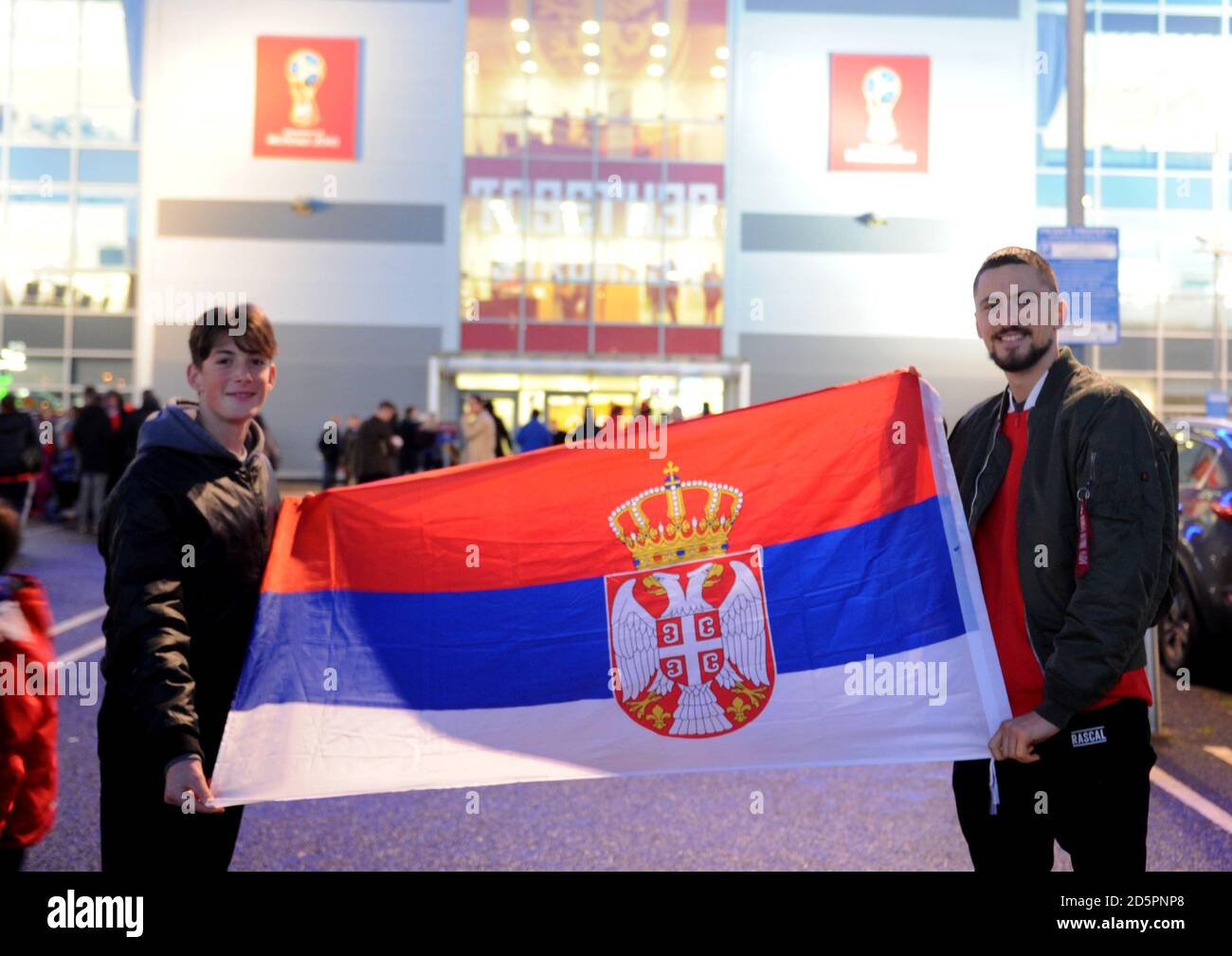 Serbia fans before kick off Stock Photo - Alamy