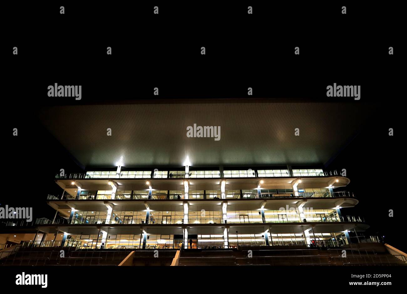 General view of the grandstand lit up at night Stock Photo - Alamy
