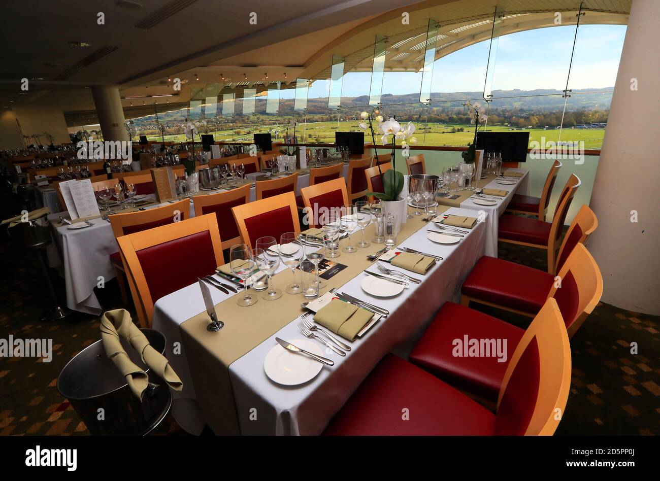 Table settings prior to service at The Panoramic Restaurant at ...