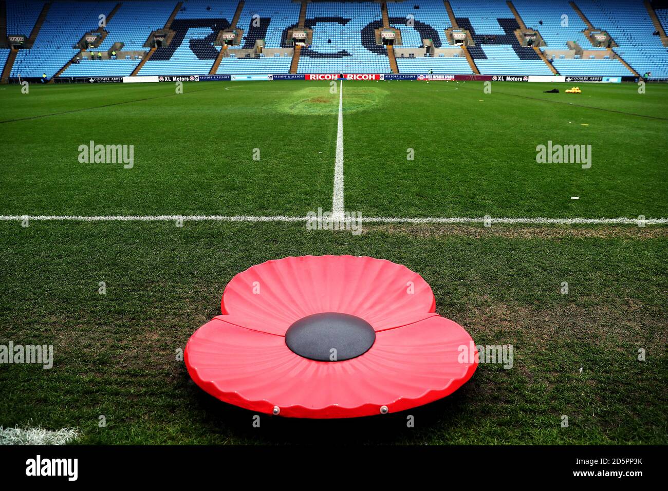 A giant poppy by the side of the pitch at the Ricoh Arena Stock Photo ...