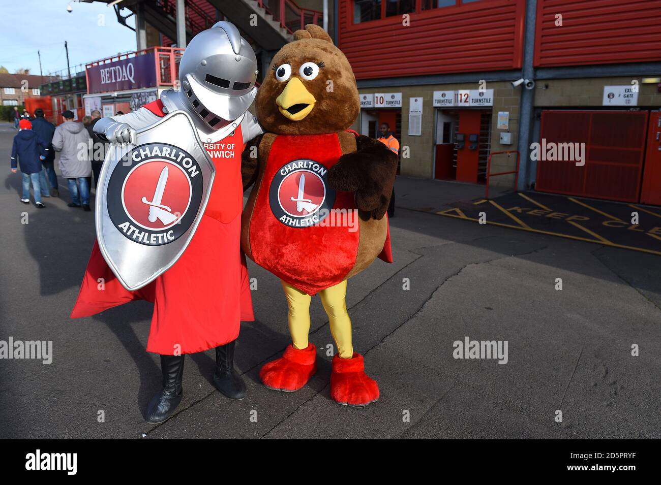 Charlton Athletic mascots Robin and Knight Stock Photo - Alamy