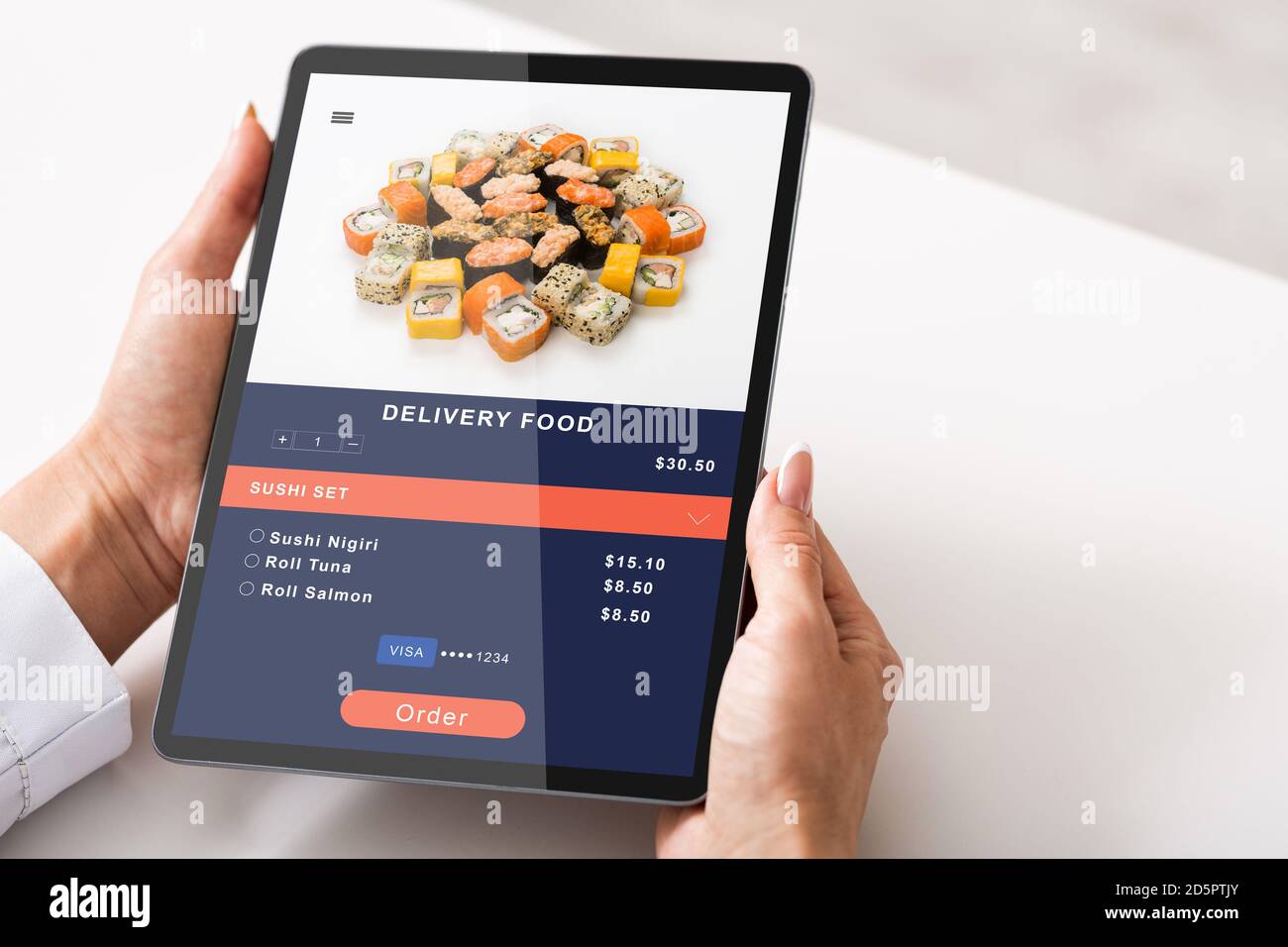 Modern food ordering and convenient application for tasty meal in menu ...