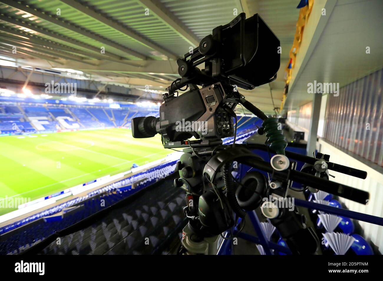 Television cameras in the gantry at the King Power Stadium Stock Photo ...