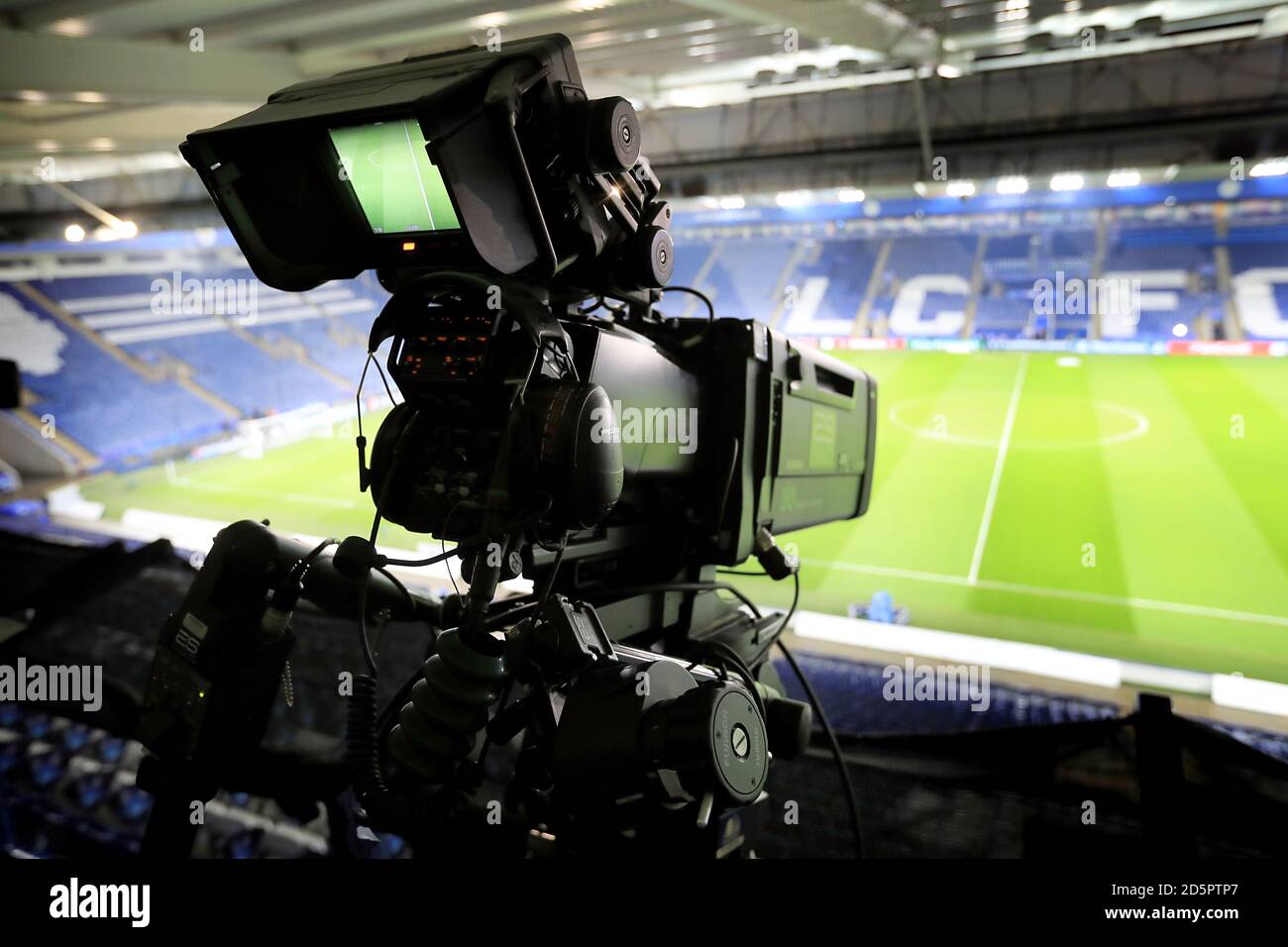 Television cameras in the gantry at the King Power Stadium Stock Photo ...
