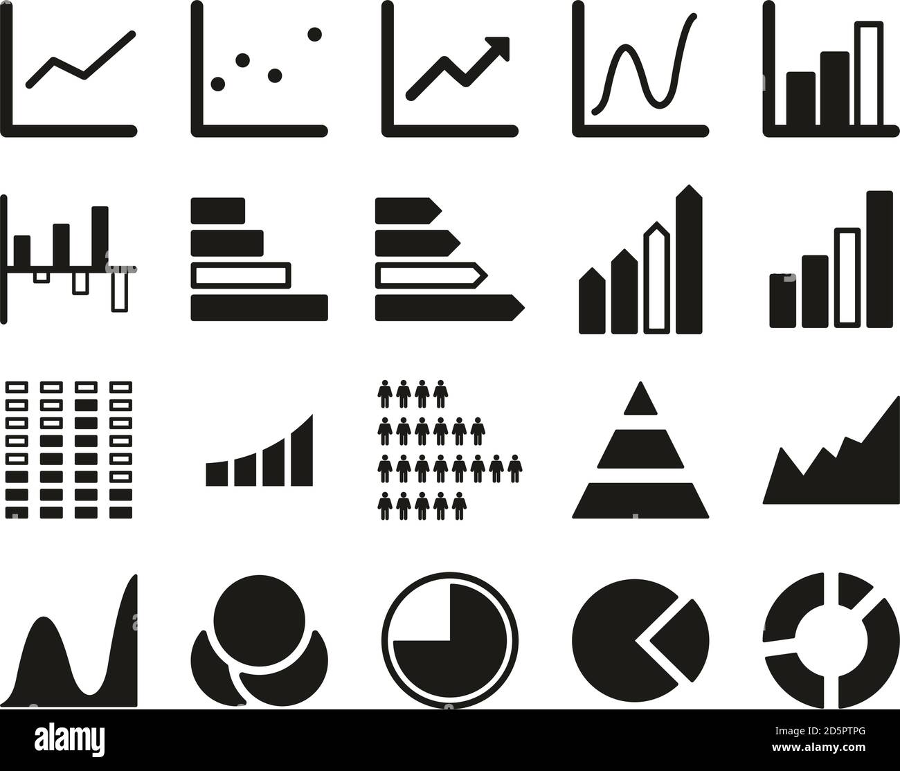 Charts Or Graph Icons Black & White Set Big Stock Vector Image & Art ...