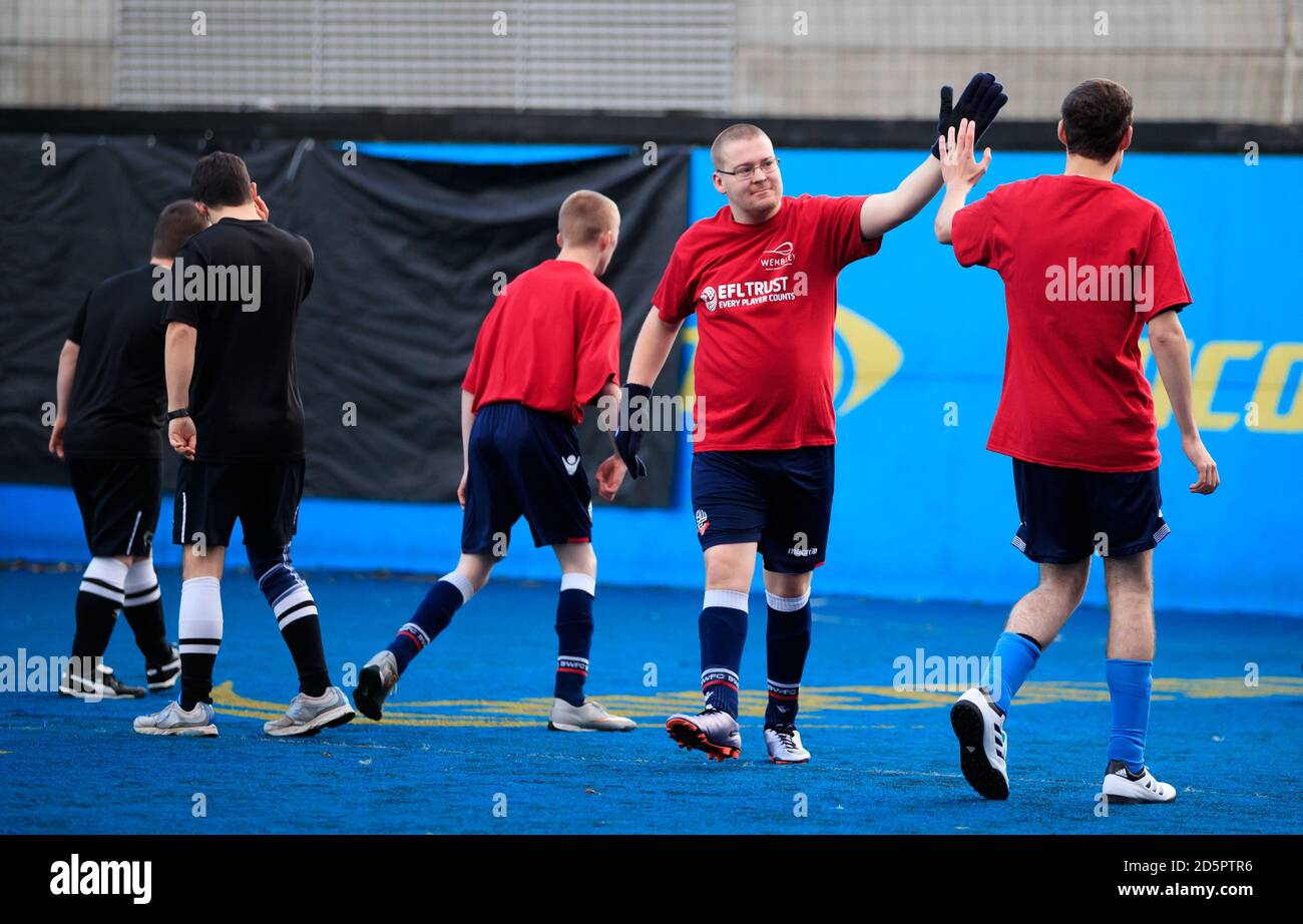 Action during the football demonstration at the Power League during the ...