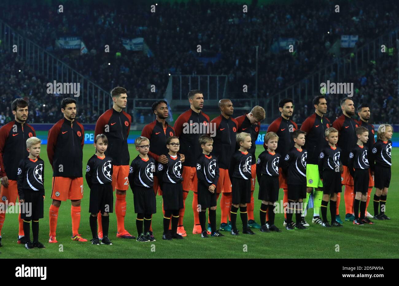 Manchester City line-up before kick-off Stock Photo - Alamy