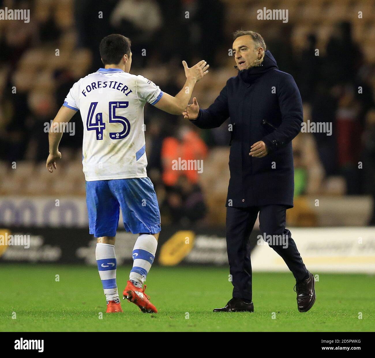 Sheffield Wednesday's manager Carlos Carvalhal (Right) celebrates with ...
