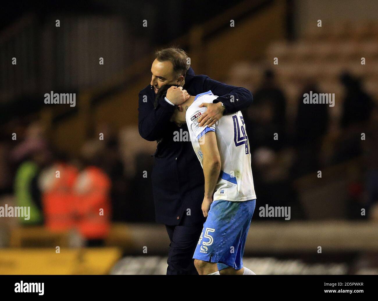 Sheffield Wednesday's manager Carlos Carvalhal (Left) celebrates with ...