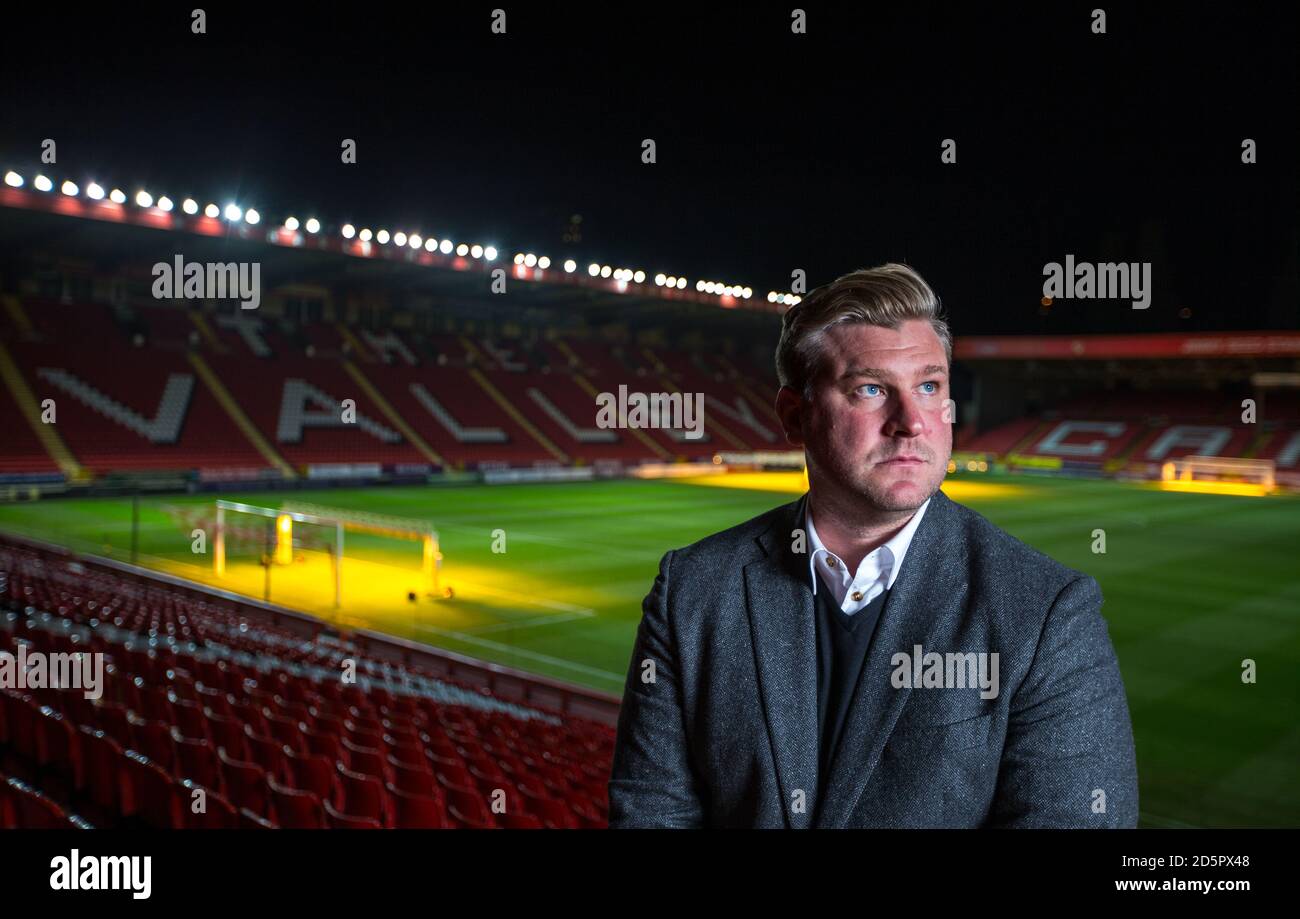Charlton Athletic's new manager Karl Robinson poses after his press ...