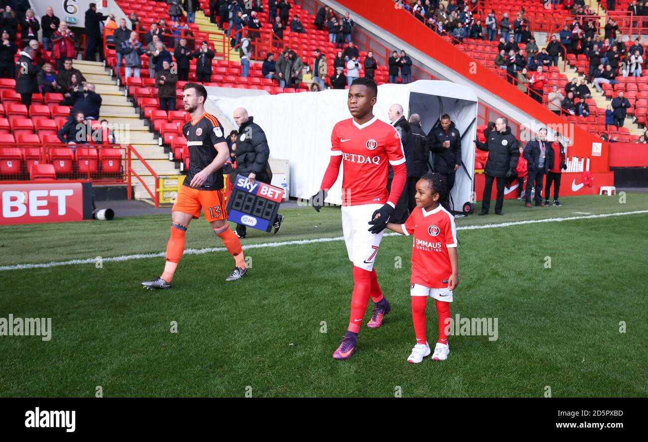 Charlton Athletic's Ademola Lookman walks out at the Valley Stock Photo ...