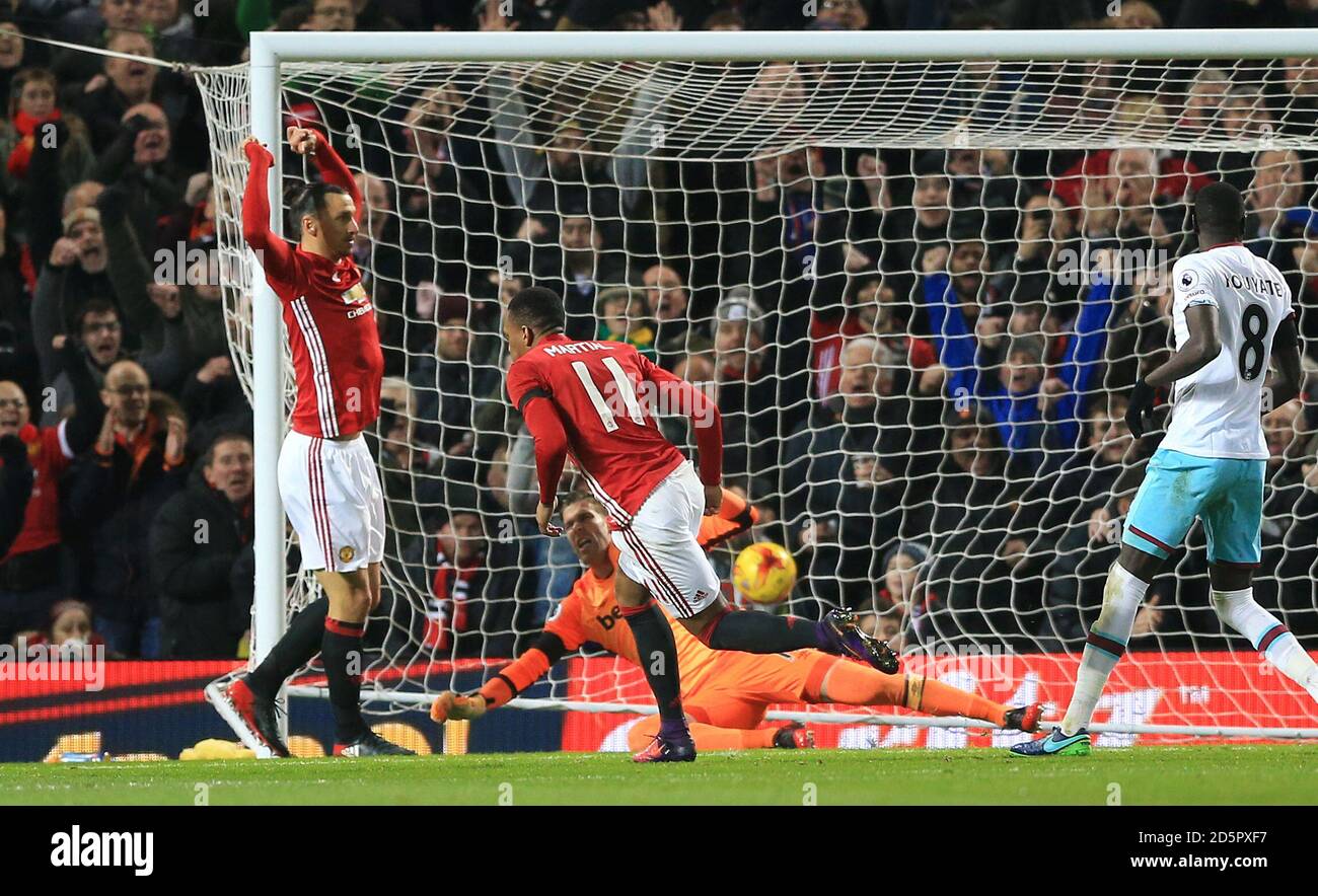 Manchester United's Anthony Martial scores his side's second goal Stock ...