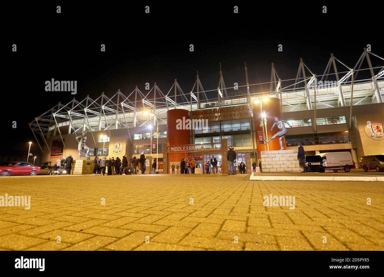 Fans gather outside Middlesbrough's Riverside Stadium Stock Photo - Alamy