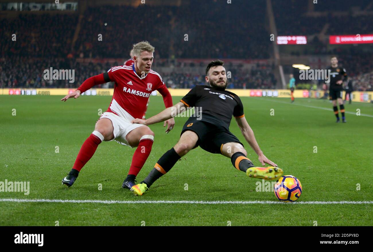 Middlesbrough's Viktor Fischer and Hull City's Robert Snodgrass Stock ...