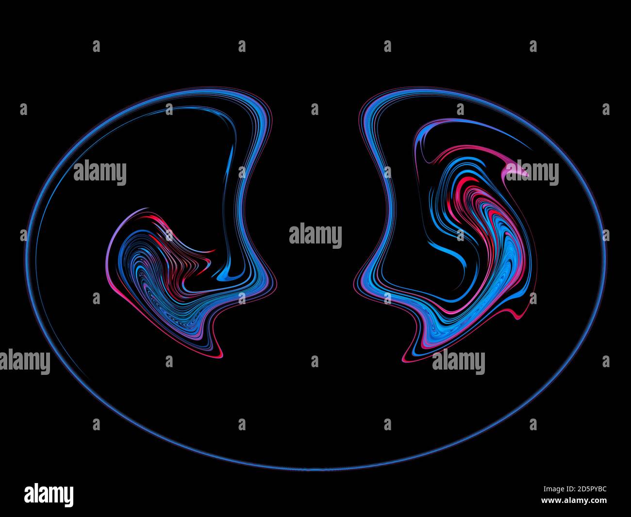 Abstract illustration of red and blue distortion of outer space Stock ...