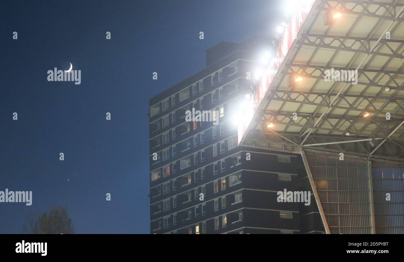 A general view of the crescent moon over the ground Stock Photo - Alamy