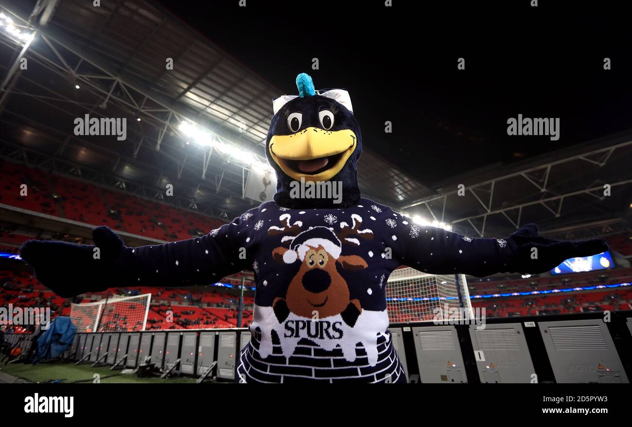Tottenham Hotspur's mascot Chirpy the Cockerel wearing a christmas ...