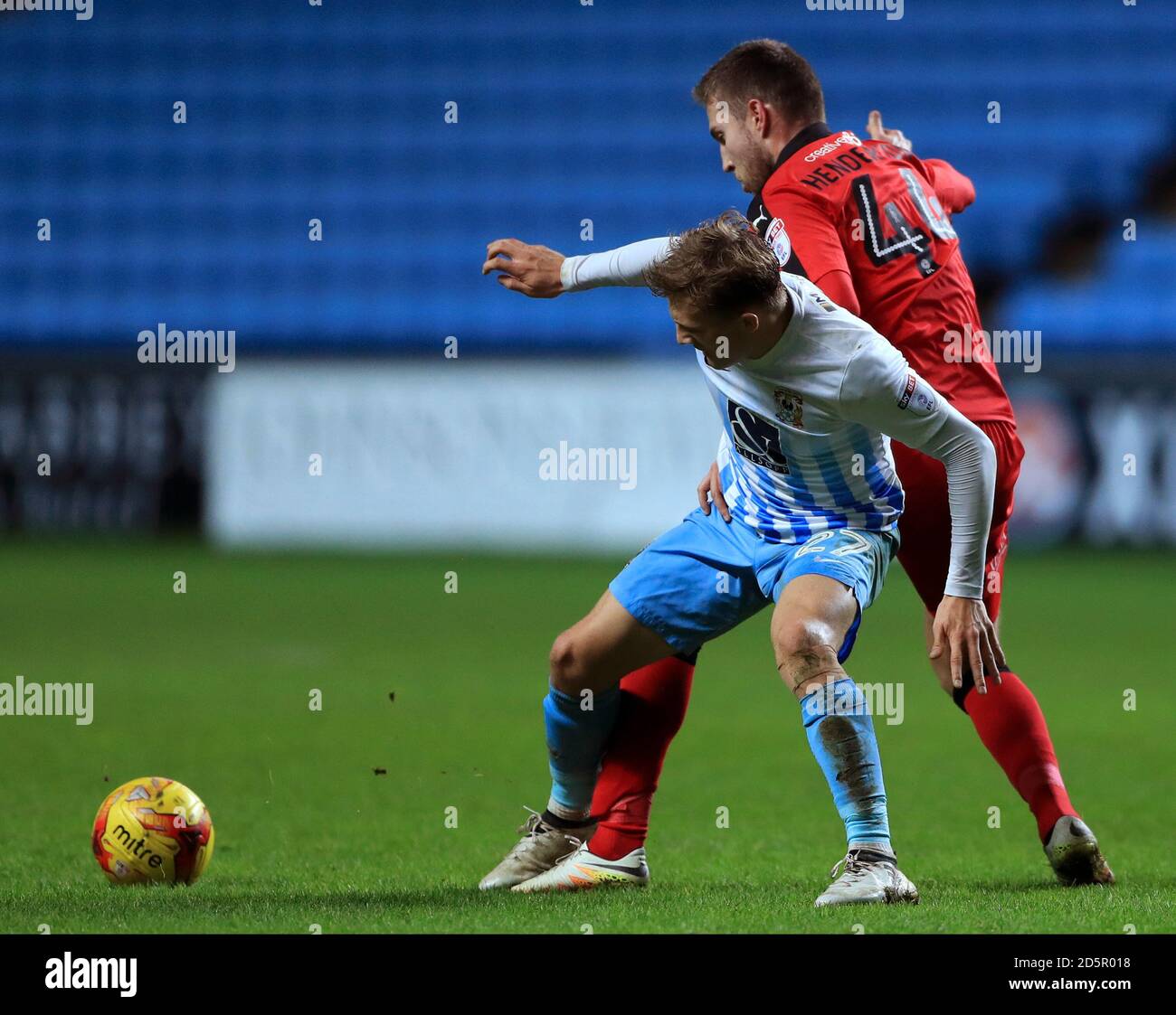 Coventry City's George Thomas (left) and Crawley Town's Conor Henderson ...