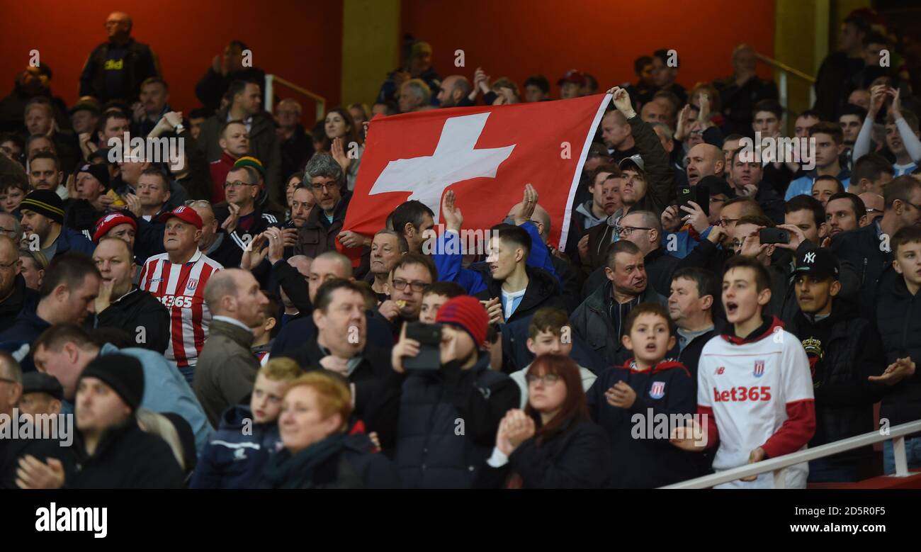 Stoke fans in the stands Stock Photo - Alamy
