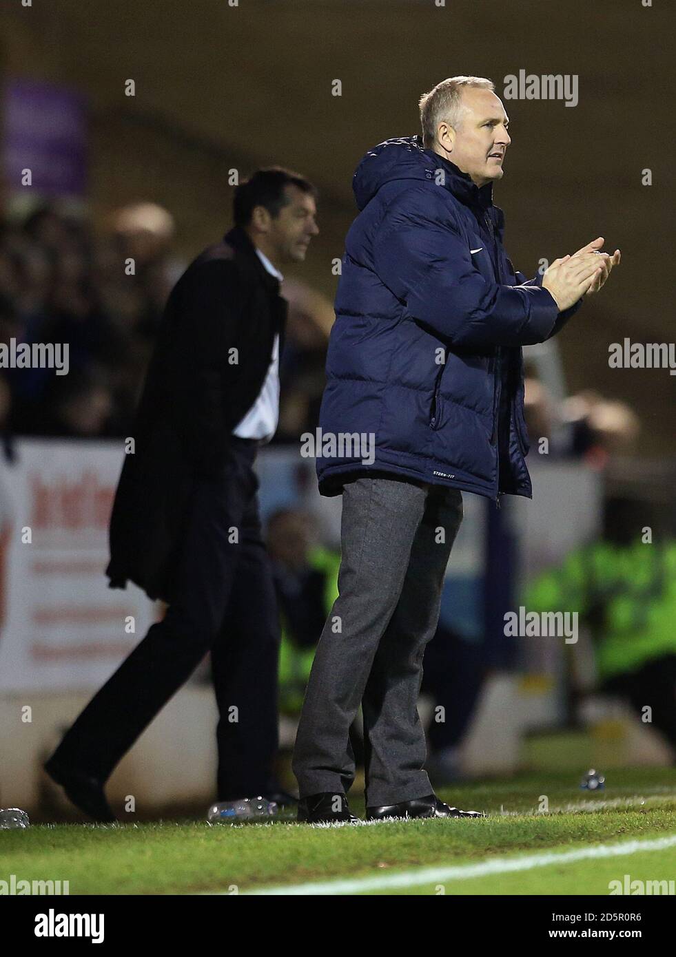 Coventry City interim manager Mark Venus gestures on the touchline ...