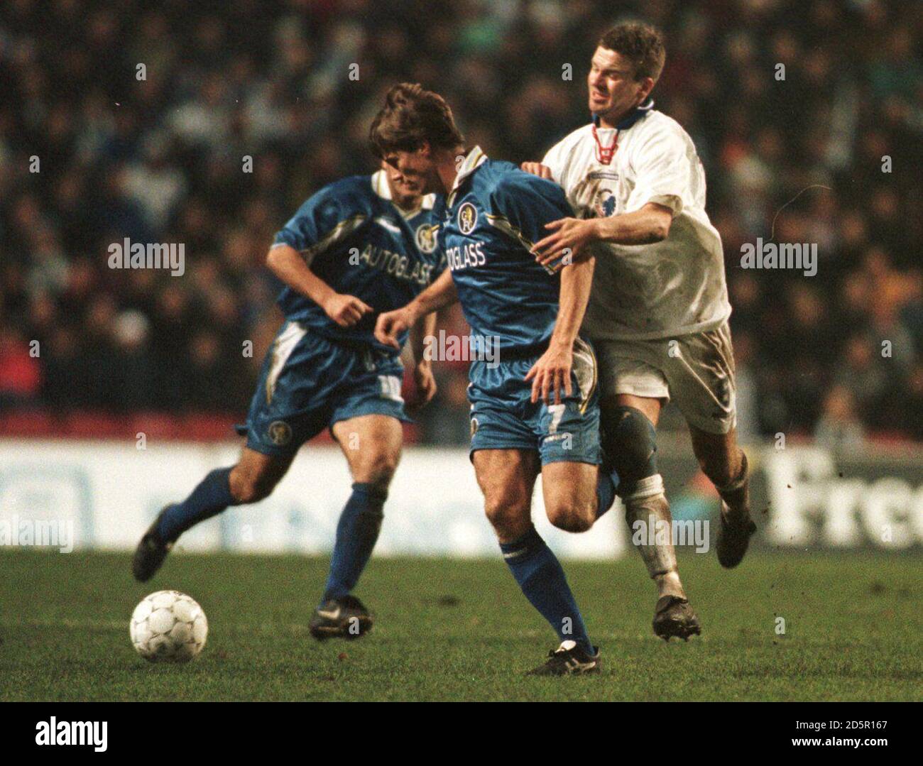 Chelsea's Brian Laudrup (left) shields the ball from Copenhagen's ...