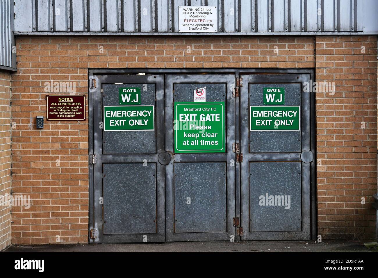 Emergency exit signs at the Northern Commercials Stadium at Valley ...