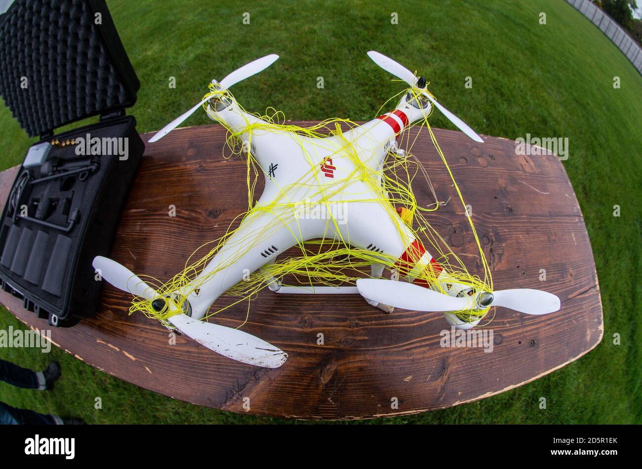 Munich, Bavaria, Germany. 14th Oct, 2020. A drone with the Droptec ...