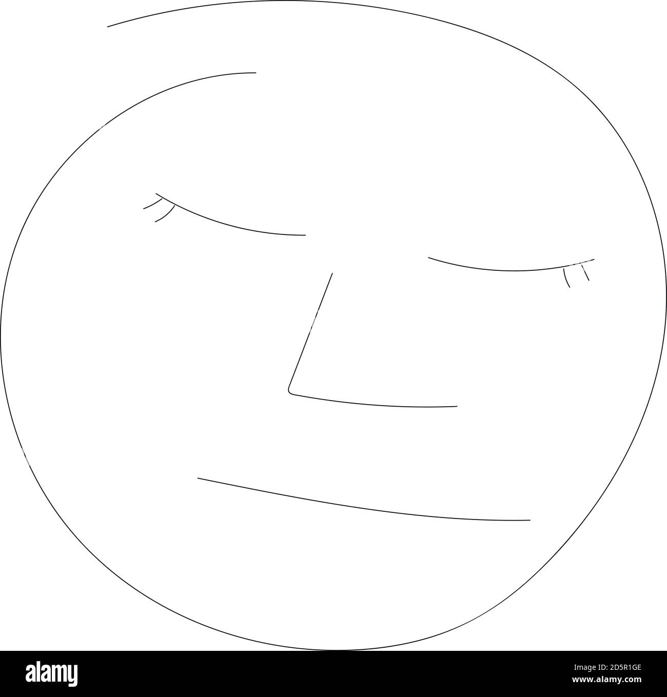 Emotion on face. Calm. Hand drawn doodle. Black image isolated on white ...