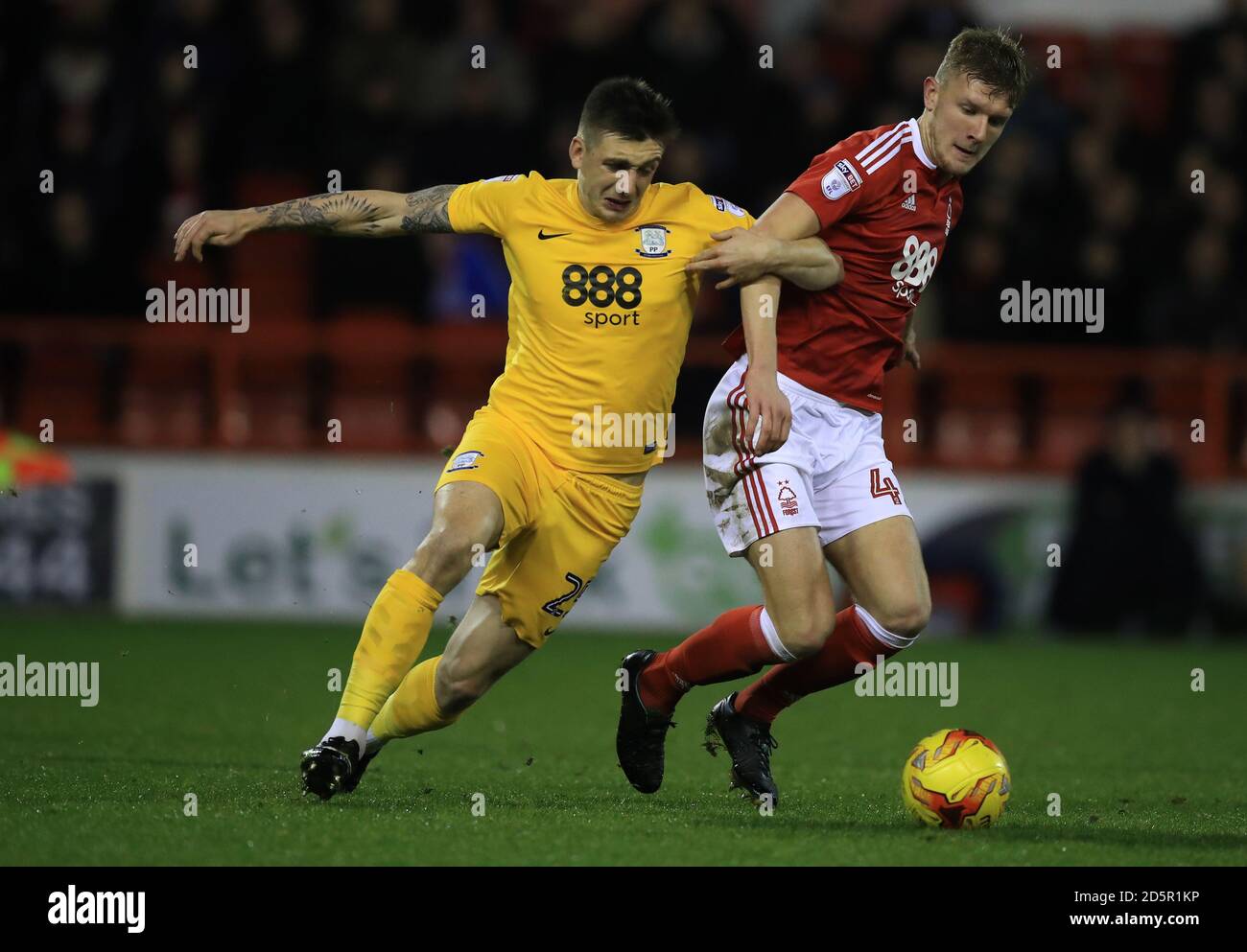 Nottingham Forest's Joe Worrall and Preston North End's Jordan Hugill ...