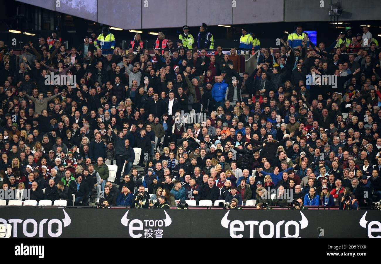 Burnley fans in the stands at the London Stadium Stock Photo - Alamy