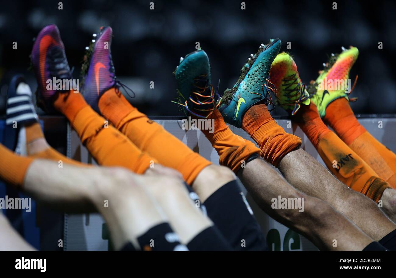 General view of Barnet players warming down after full time Stock Photo ...