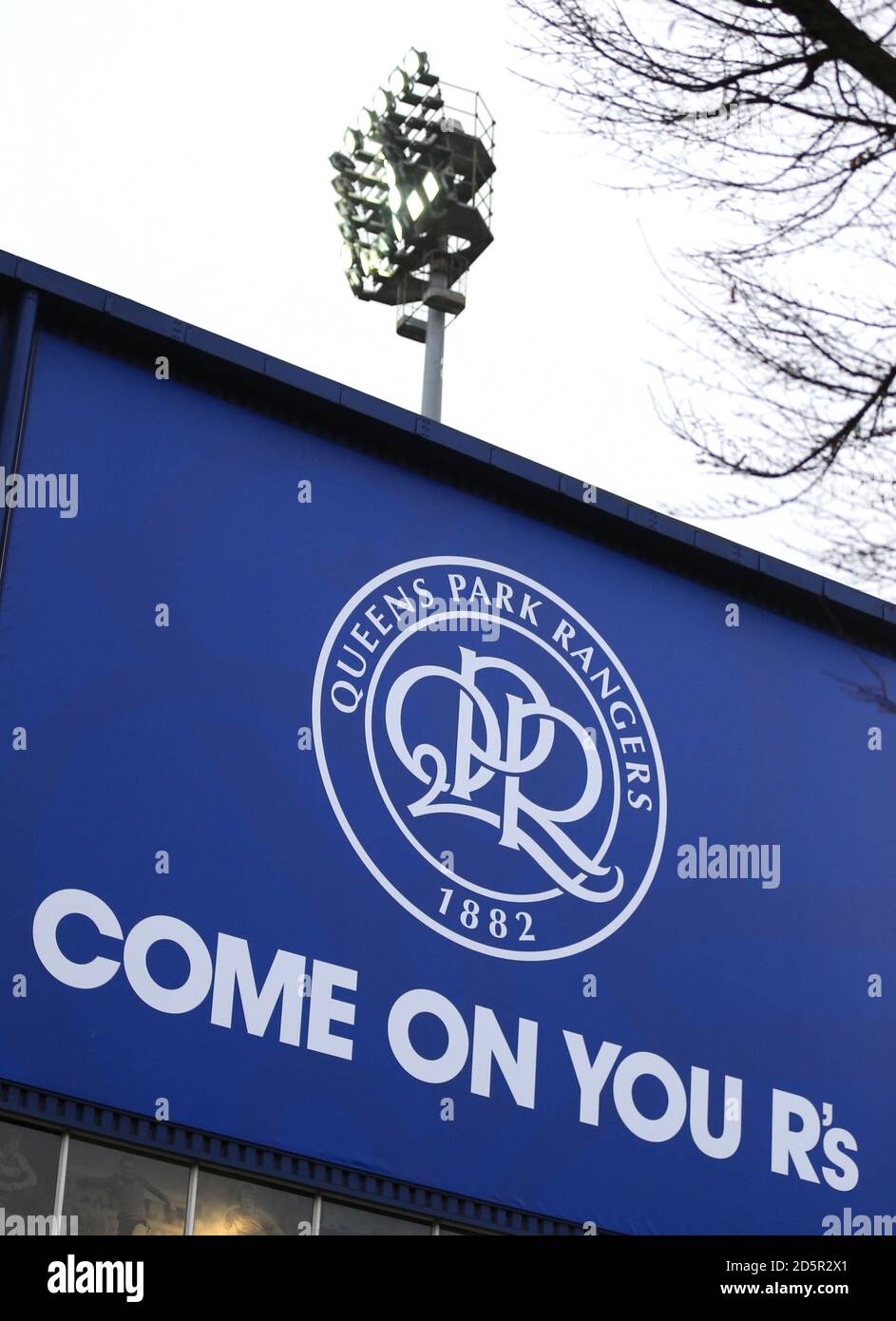Signage outside Loftus Road before the game between Queens Park Rangers ...