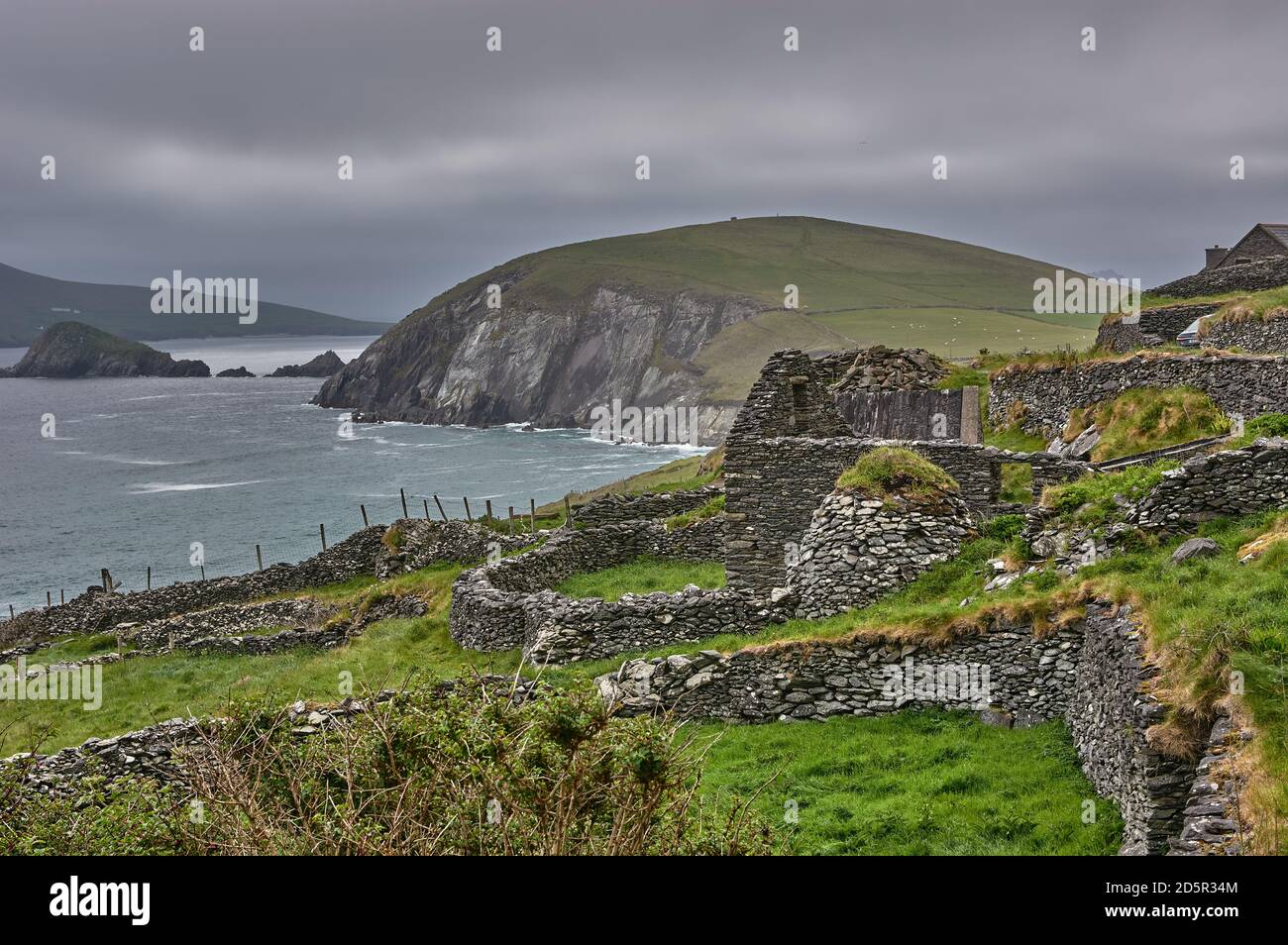 Panoramic coastline at Dingle Peninsula, Ireland. Beautiful mystic ...