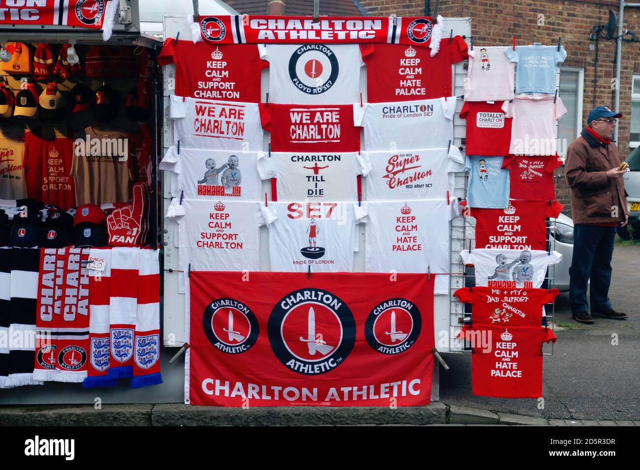 A merchandise stand outside the ground Stock Photo - Alamy