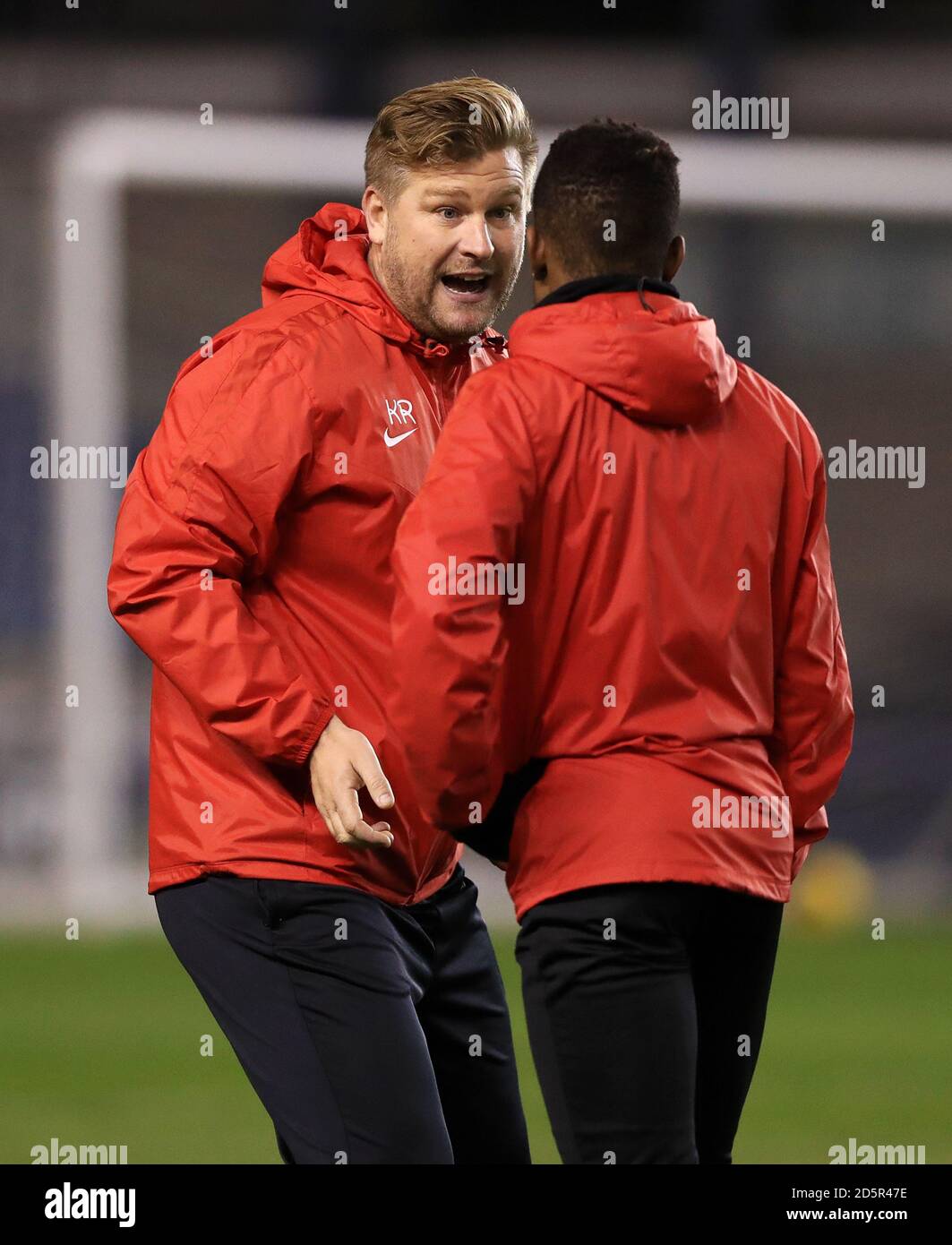 Charlton Athletic's manager Karl Robinson (left) with Ademola Lookman ...