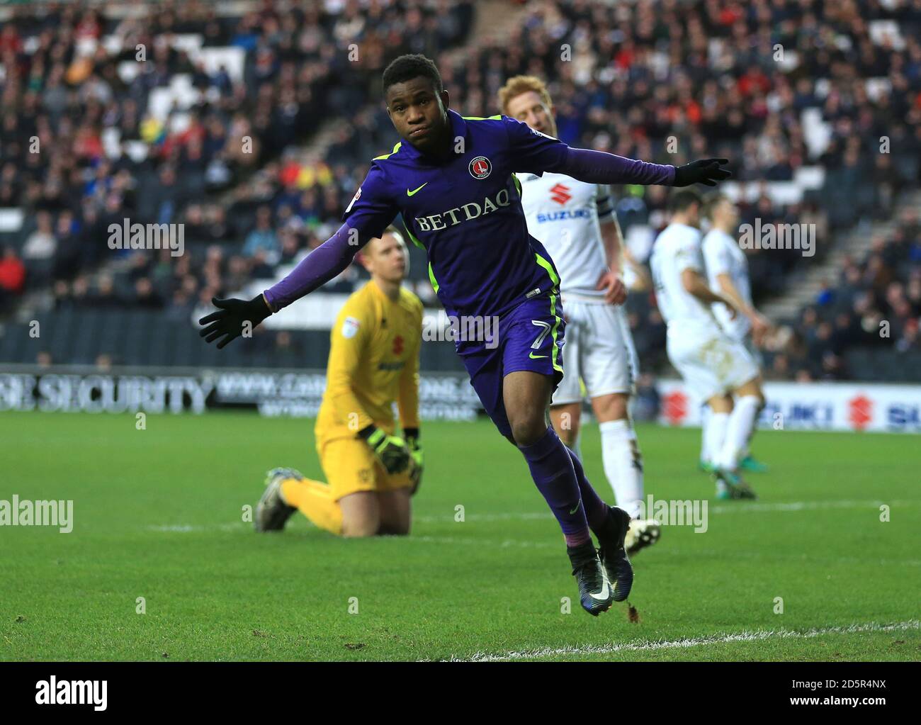Charlton Athletic's Ademola Lookman celebrates scoring his side's first ...