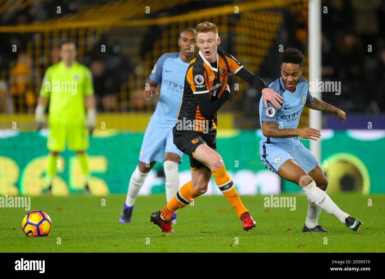 Hull City's Sam Clucas (left) and Manchester City's Raheem Sterling ...