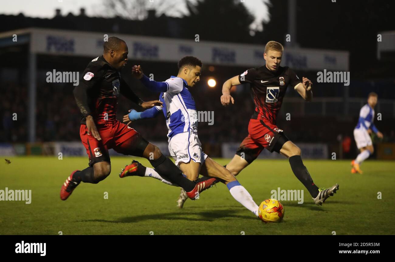 Coventry City's Kyel Reid trys to tackle Bristol Rovers Daniel ...